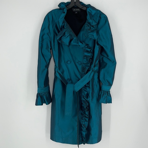 St. John | Jackets & Coats | St John Size 8 Teal Ruffled Collar And ...